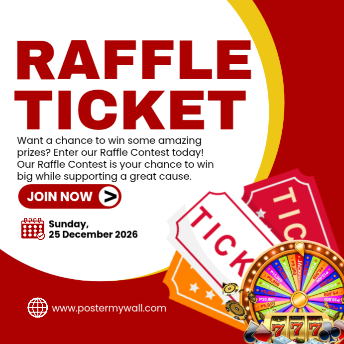 White Raffle Ticket Contest Instagram Post Template | PosterMyWall