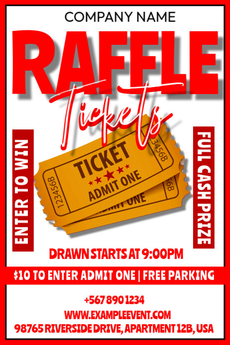 White Raffle Ticket Poster Template | PosterMyWall