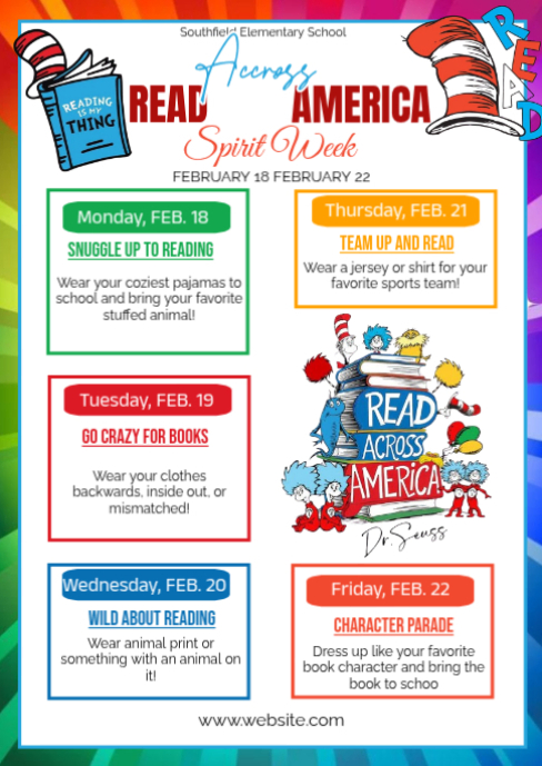 Copy of White Read across america Spirit Week A6 | PosterMyWall