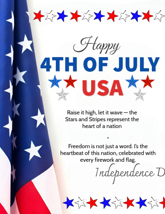Copy of White Red and Blue Maximalist 4th Of July Day Celebration Flyer ...