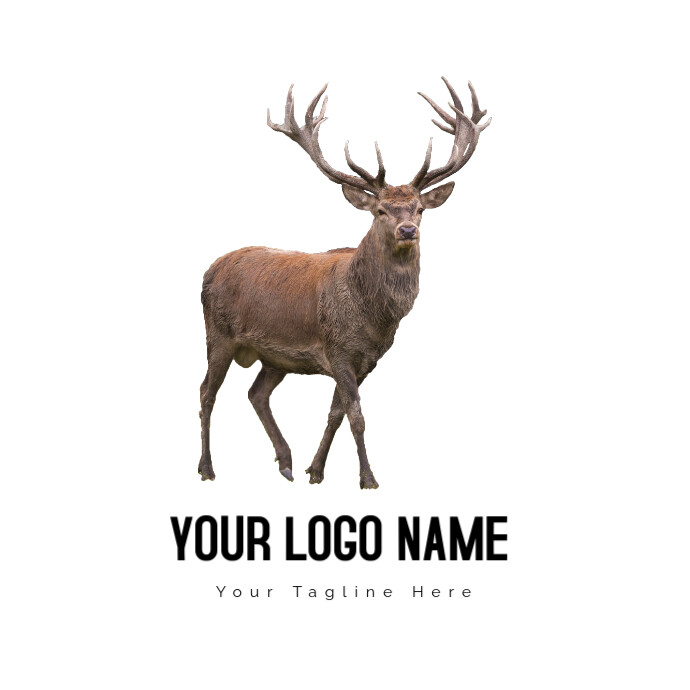 Copy of White Red Deer Elk Barasingha Logo | PosterMyWall