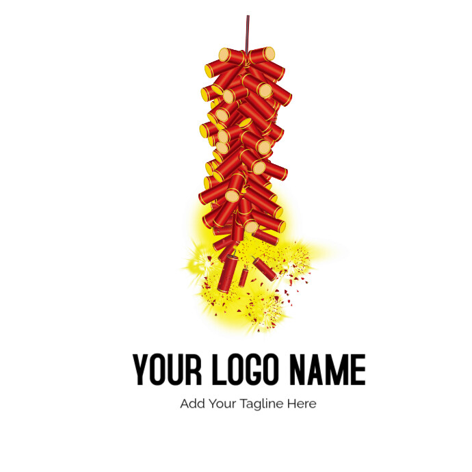 White Red Fireworks Illustration, Logo Template | PosterMyWall