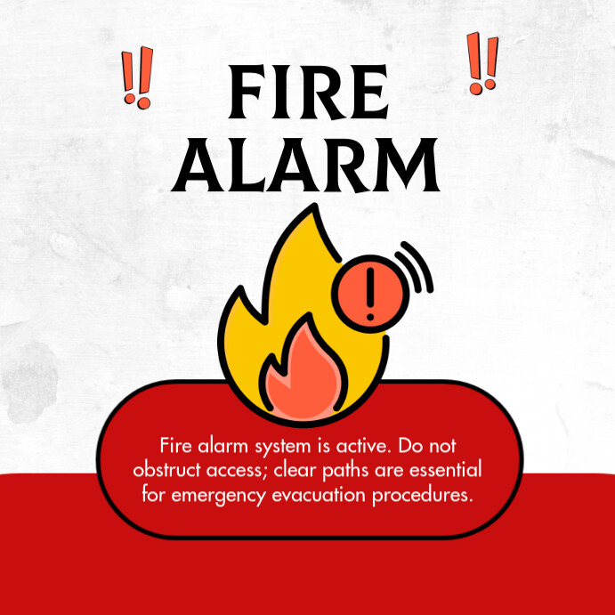 Copy of White red Ilustratif Fire Alarm Pos Instagram | PosterMyWall