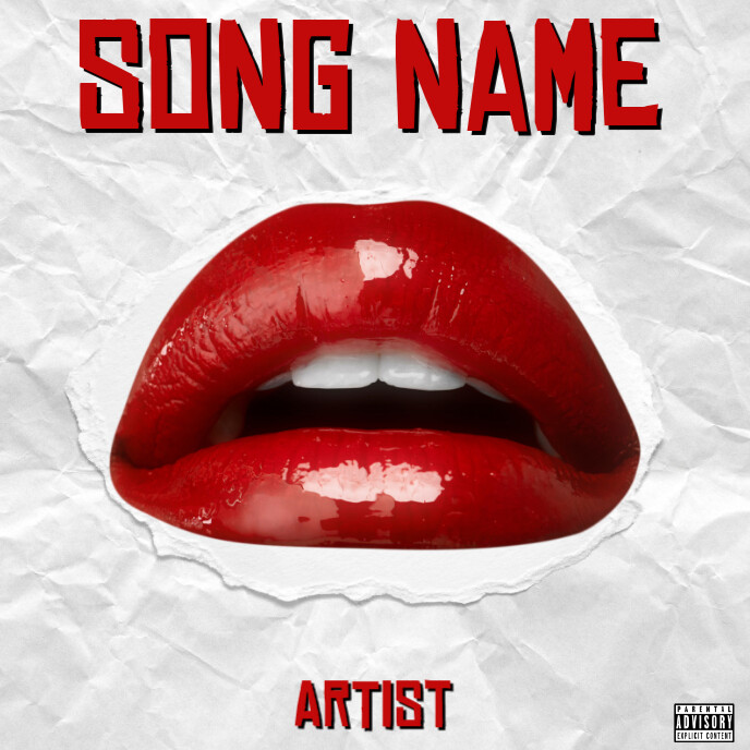 White Red Lips Song Album Cover Template | PosterMyWall