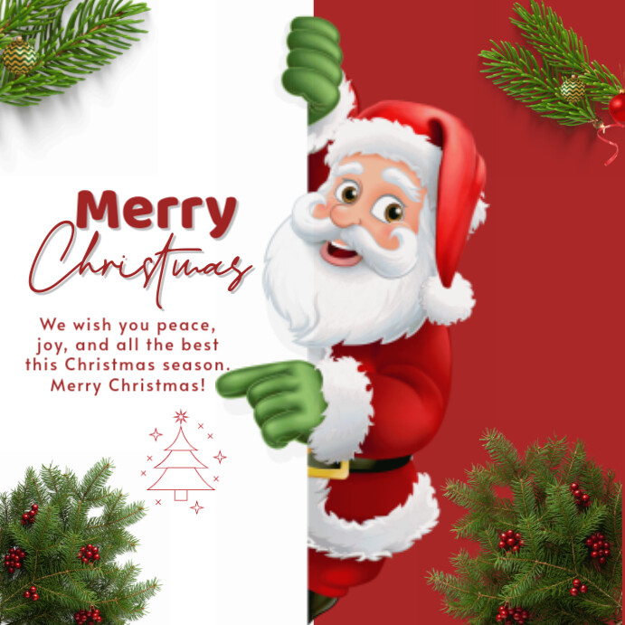 White red Modern & Minimal Merry Christmas Pos Instagram Template ...