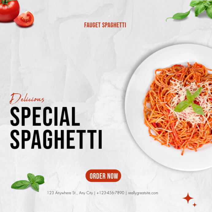 Copy of White Red Modern Delicious Special Spaghetti Instagram Post ...