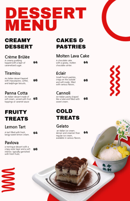 Modern Dessert Menu Template Horizontal Modern Restaurant Menu