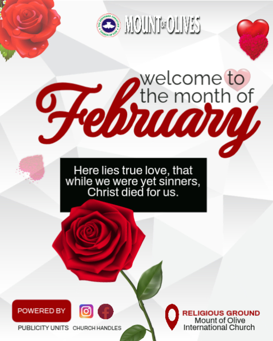 White Religious February Welcome Instagram Portrait Template | PosterMyWall