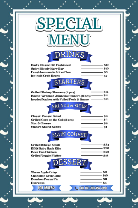 White Restaurant Menu Poster Template | PosterMyWall