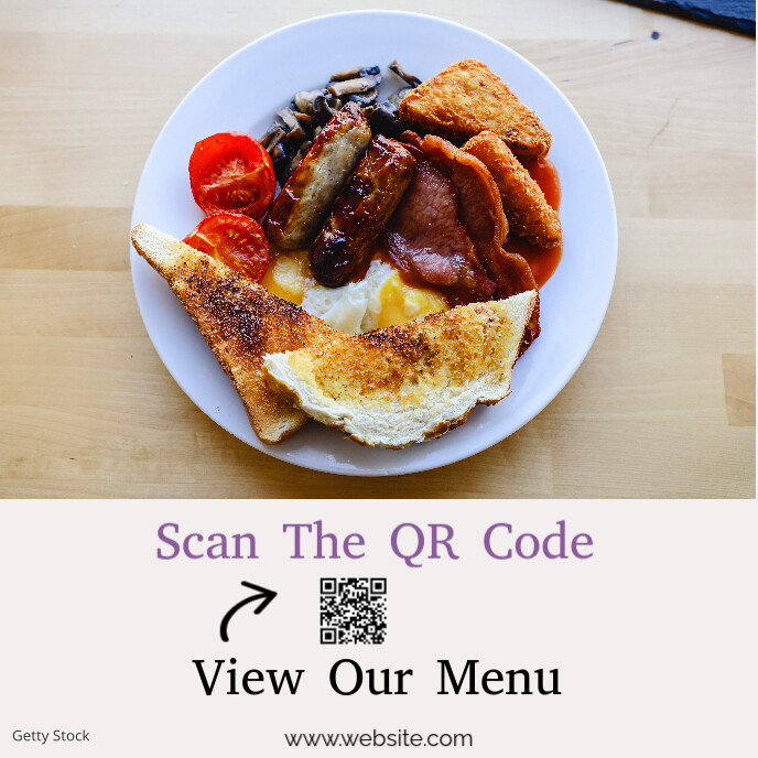 White Resturen Menu Scanner Album Cover Templat | PosterMyWall