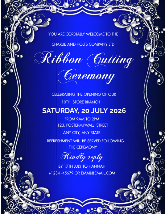Blue Ribbon Cutting Ceremony Invitation