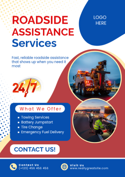 White Roadside Assistance Services A2 Template | PosterMyWall