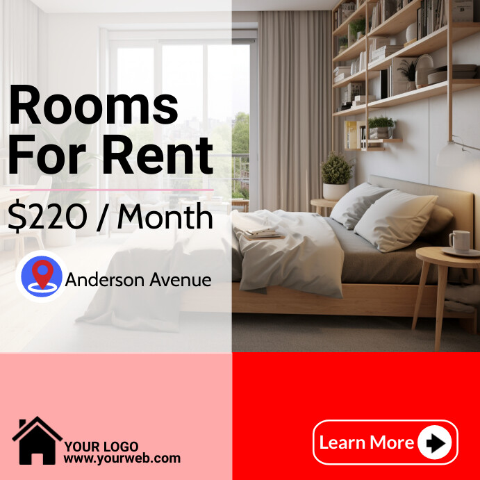 White Room For Rent Instagram Post Template | PosterMyWall