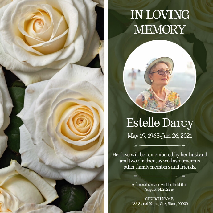 White Rose Sympathy Card Template | PosterMyWall