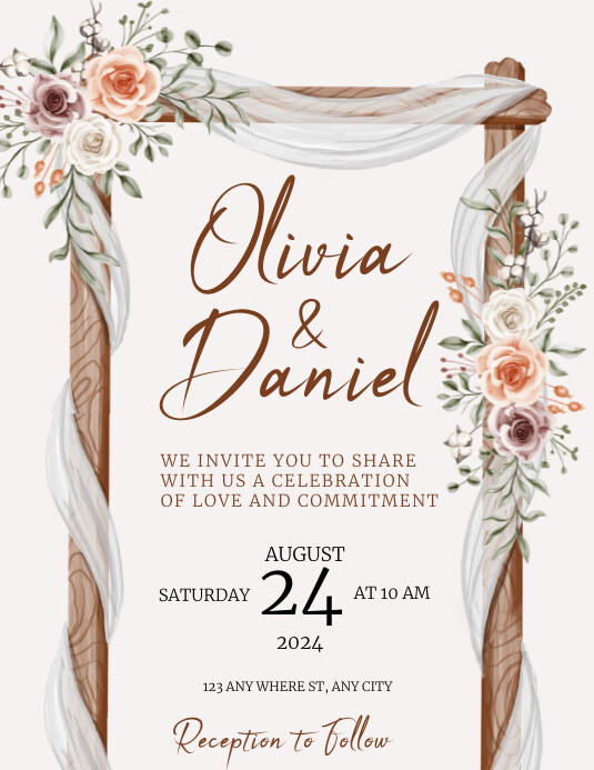 Copy of White Rustic Floral Wedding Invitation Flyer | PosterMyWall