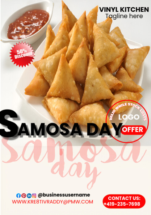 White Samosa Day A4 Template | PosterMyWall