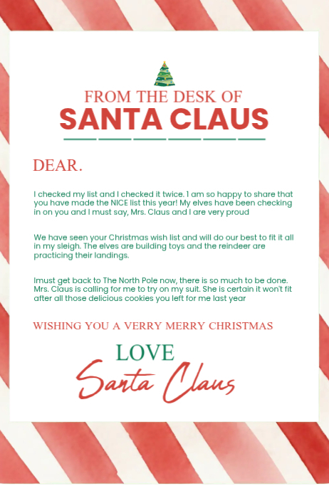 White Santa Claus Letter Poster Template | PosterMyWall