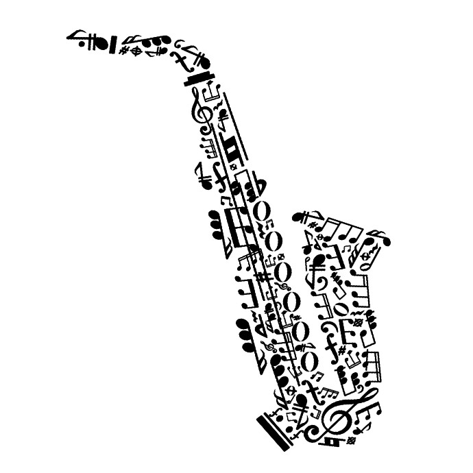 White Saxophone Musical Note Classical Music Template | PosterMyWall
