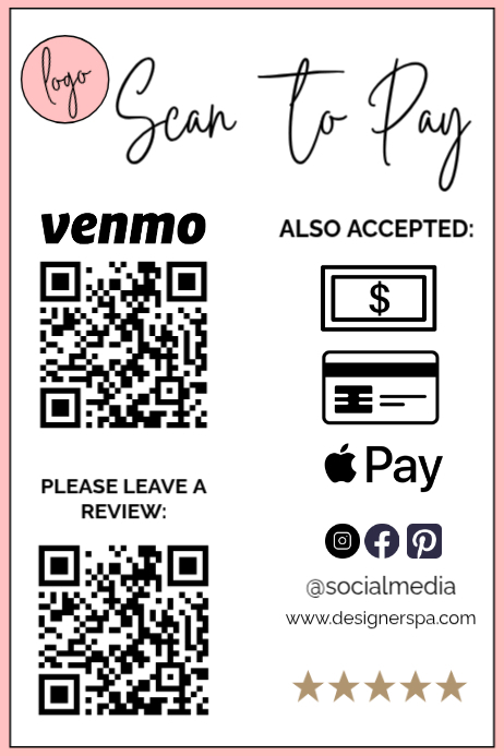 White Scan To Pay - Payment Methods Template Printable Poster | PosterMyWall