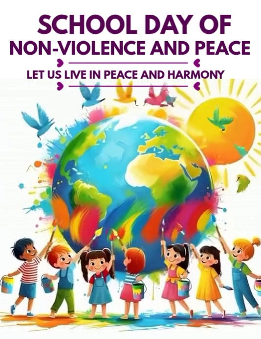 Plantilla de White School Day of Non-Violence and Peace Flyer Video ...