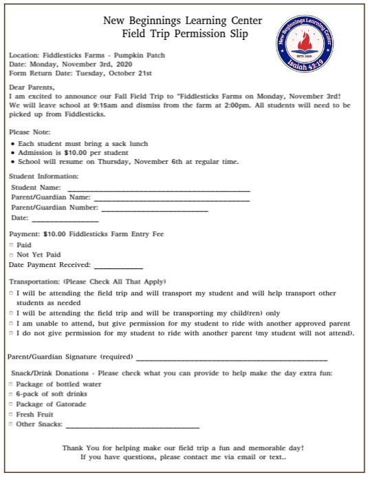 Copy of White School Permission Slip Form Flyer (us Letter) | PosterMyWall