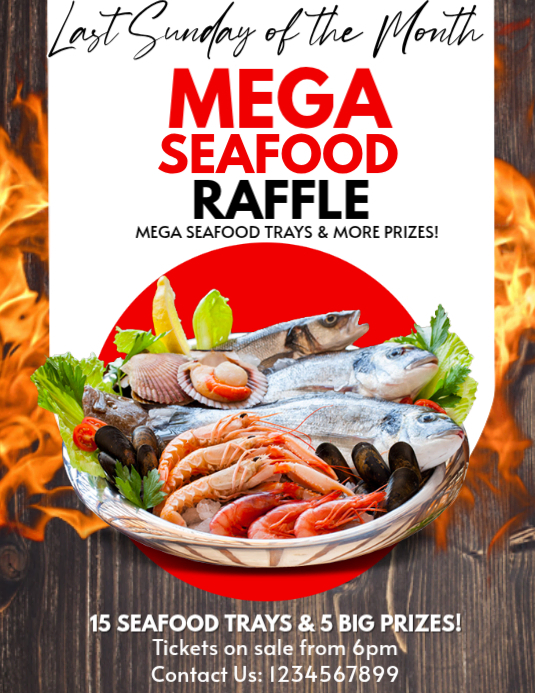 White Seafood Raffle Event Flyer Template | PosterMyWall