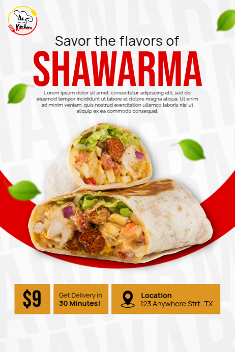 White Shawarma Promotion Poster Template | PosterMyWall