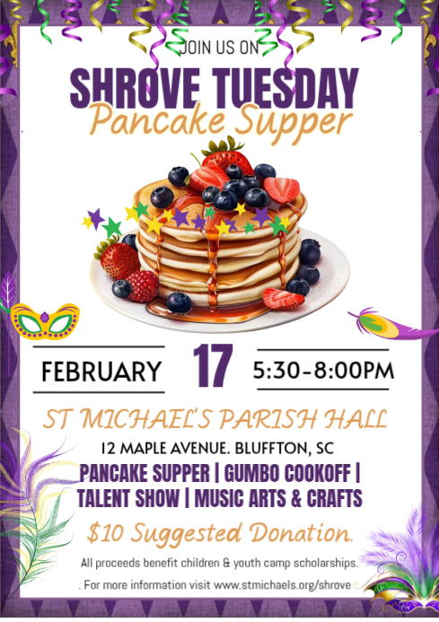 Copy of White Shrove Tuesday Pancake Supper event A4 | PosterMyWall