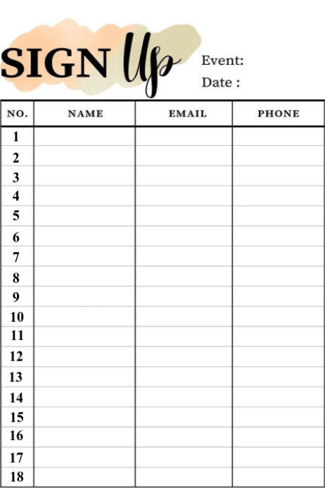 Copy of White Sign Up Sheet Poster | PosterMyWall