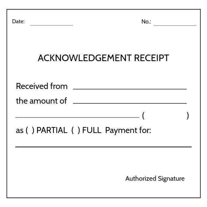 White Simple Acknowledgement Receipt Design Square (1:1) Template ...