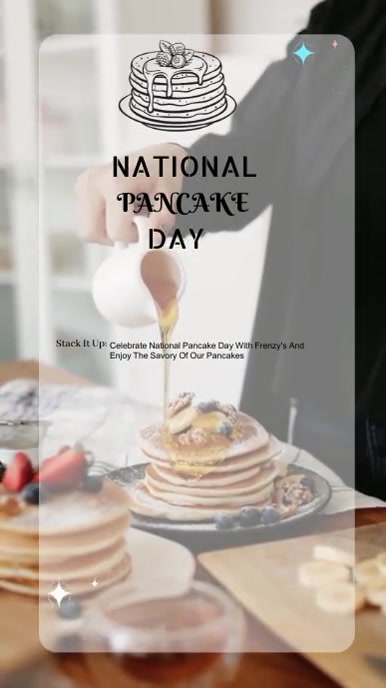 White Simple National Pancake Day Mobile Vide Template | PosterMyWall