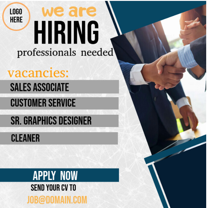 white simple we are hiring Instagram post Template | PosterMyWall