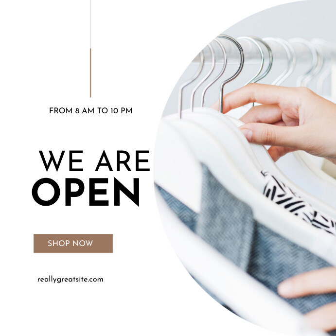 White Simple We Are Open Instagram Post Template | PosterMyWall