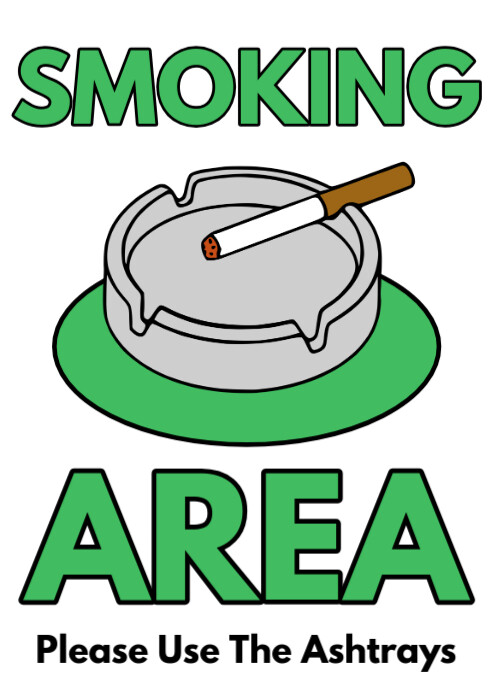 White Smoking Area Sign Poster A4 Templat | PosterMyWall