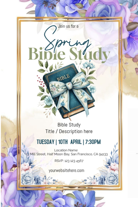 White Spring Bible Study Group Invite Poster Template | PosterMyWall