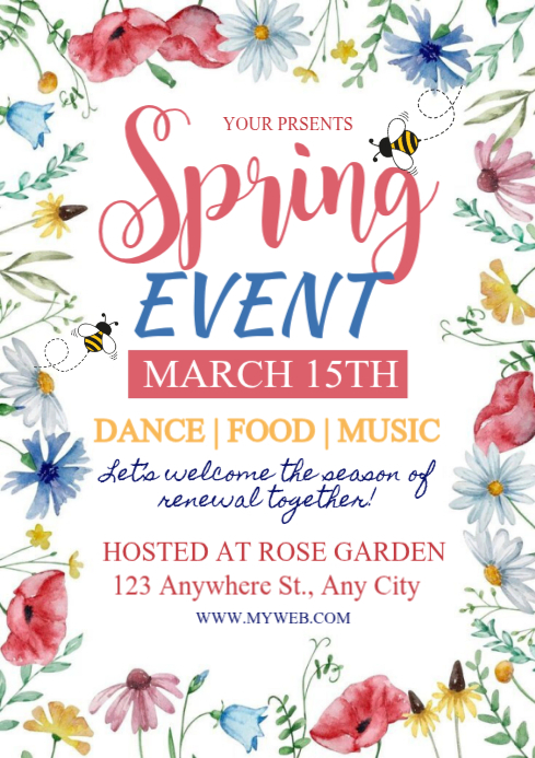 White Spring Event A4 Template | PosterMyWall