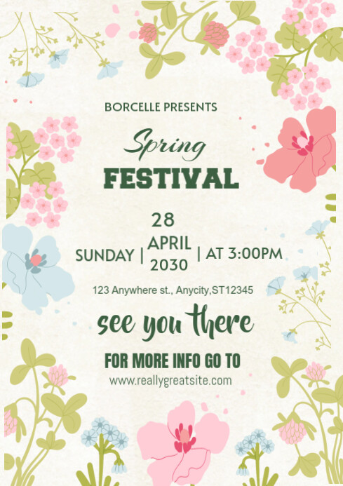 White Spring Festival A4 Template | PosterMyWall