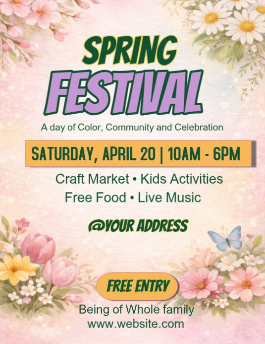 White Spring Festival Flyer (us Letter) Template | PosterMyWall