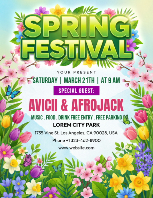 White Spring Festival Flyer Template | PosterMyWall