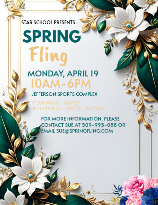 White Spring Fling Monday April 19 Template | PosterMyWall