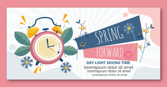 White Spring Forward 2025 ,day Light Saving Time Facebook Shared Image ...