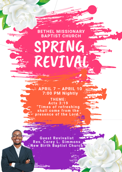 White Spring Revival Flyer A4 Template | PosterMyWall