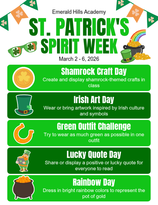 White St. Patrick's Spirit Week Flyer Template | PosterMyWall