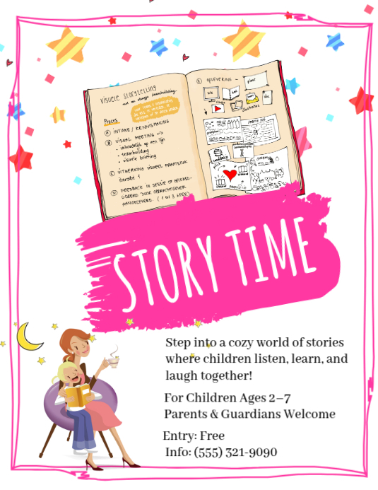 White Story Time Event Flyer Template | PosterMyWall