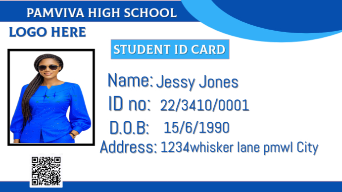 White Student Id Card Design Digital Display (16:9) Template | PosterMyWall