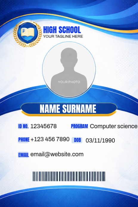 White Student ID Card Pinterest Graphic Template | PosterMyWall