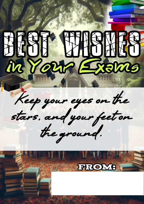 Plantilla de White Success In Your Exams Card Template A4 | PosterMyWall