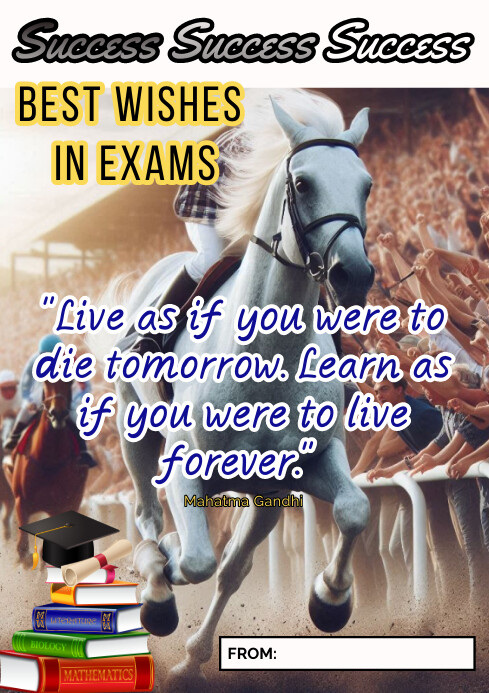 White Success Wishes In Exam Card Template A4 | PosterMyWall