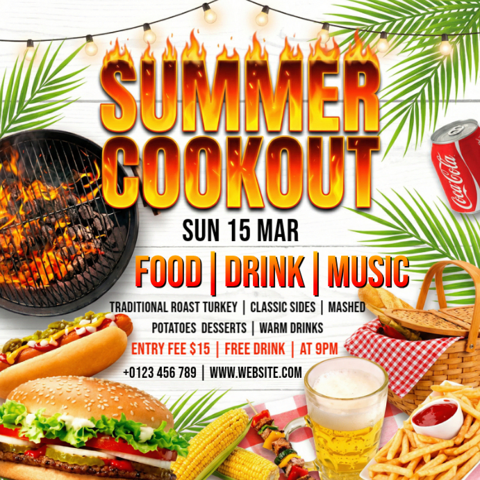 White summer cookout instagram post Template | PosterMyWall