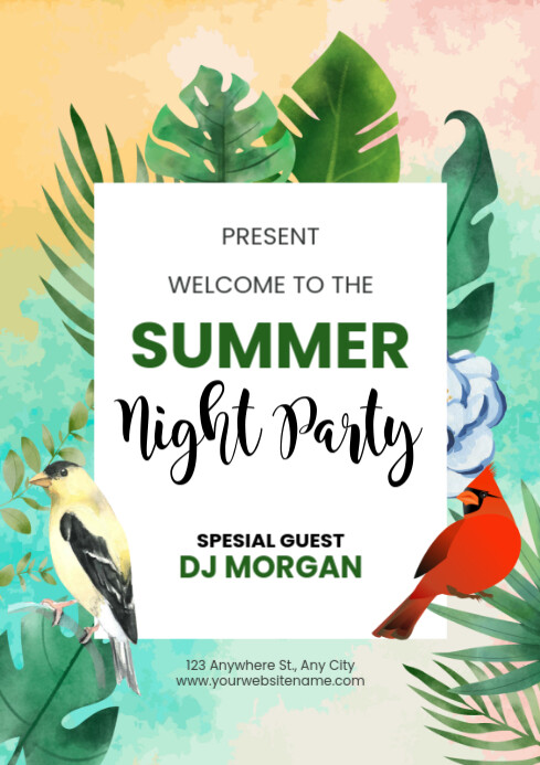 White Summer Party A4 Template | PosterMyWall